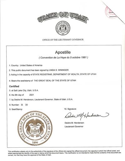 Utah Apostille